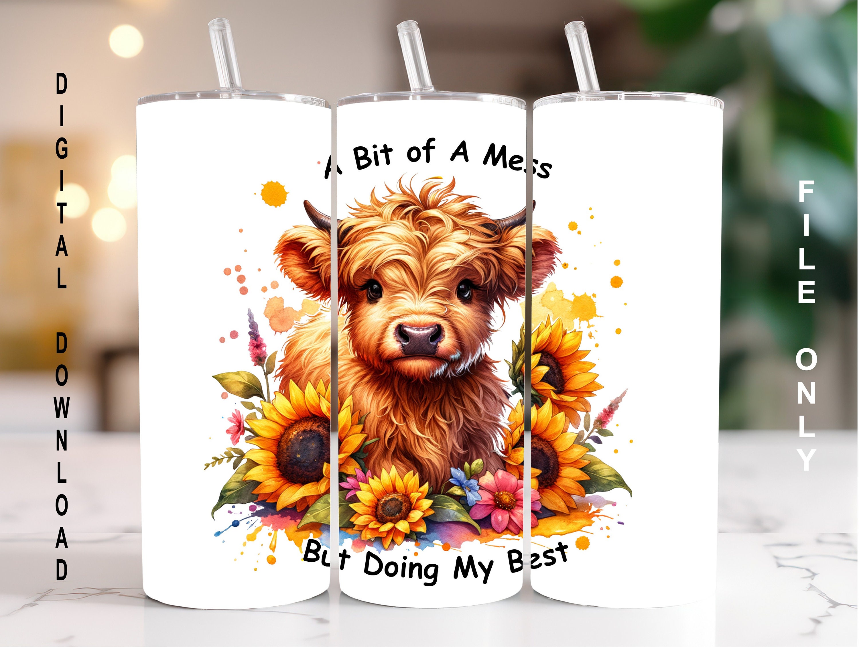 A Bit of A Mess but Doing My Best Baby Highland Cow Png DIGITAL ...