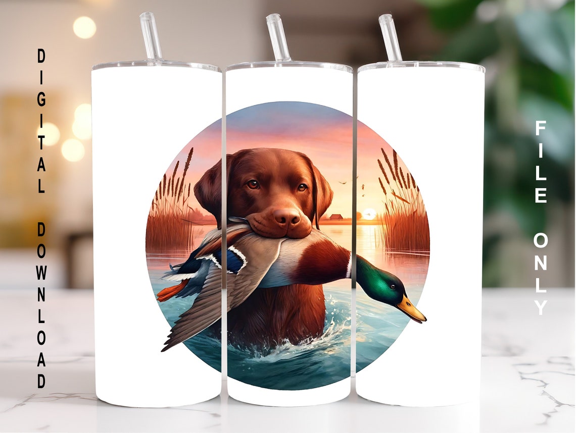 Chocolate Lab Pup Mallard Duck Hunting PNG Jpg Instant Downloadable ...