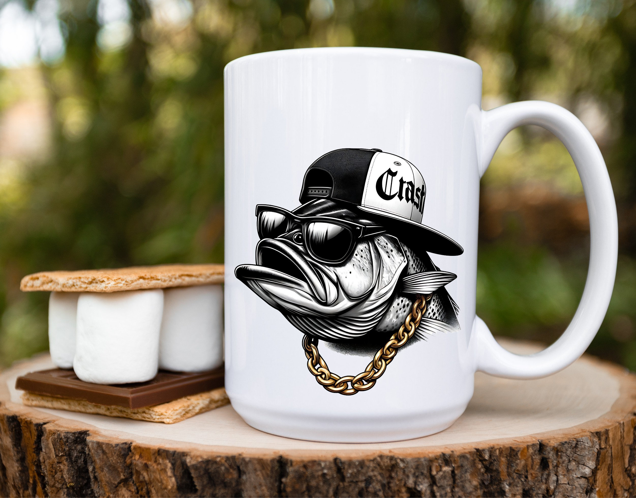 Gangsta Bass PNG Sublimation, Fish in Hat Cap PNG, Funny Fishing Png ...
