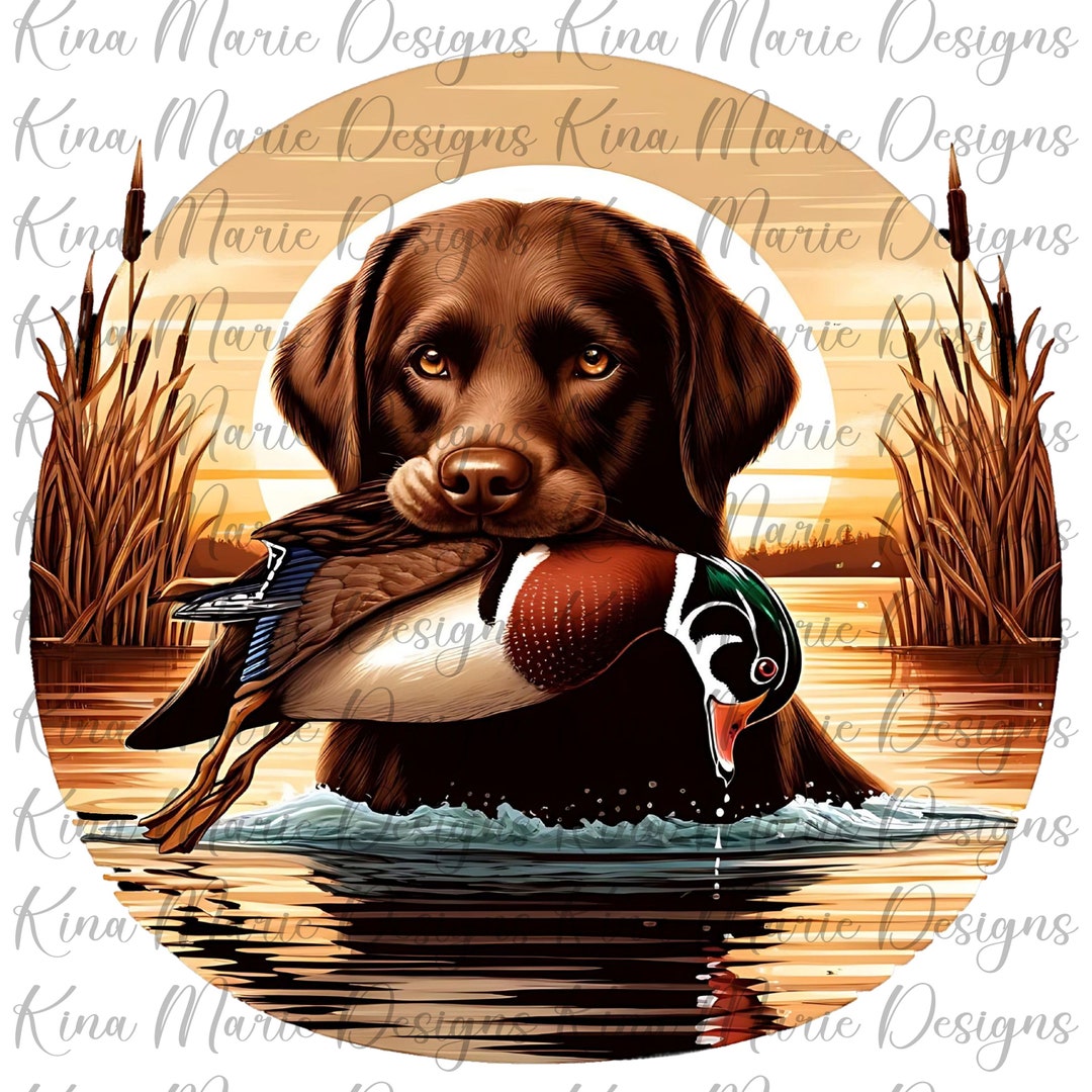 Chocolate Lab Wood Duck Hunting PNG Jpg Instant Downloadable DIGITAL ...
