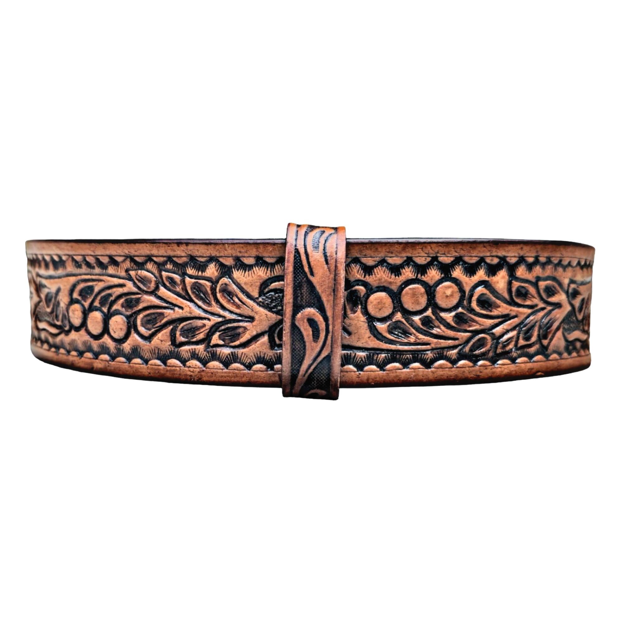 Floral Tooled Leather Western Belt Strap - Full Grain 1-1/2" Wide - Etsy