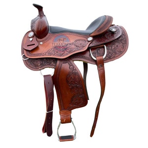 Argentinian Leather Western Saddle: Floral Tooled Pleasure & Trail With ...