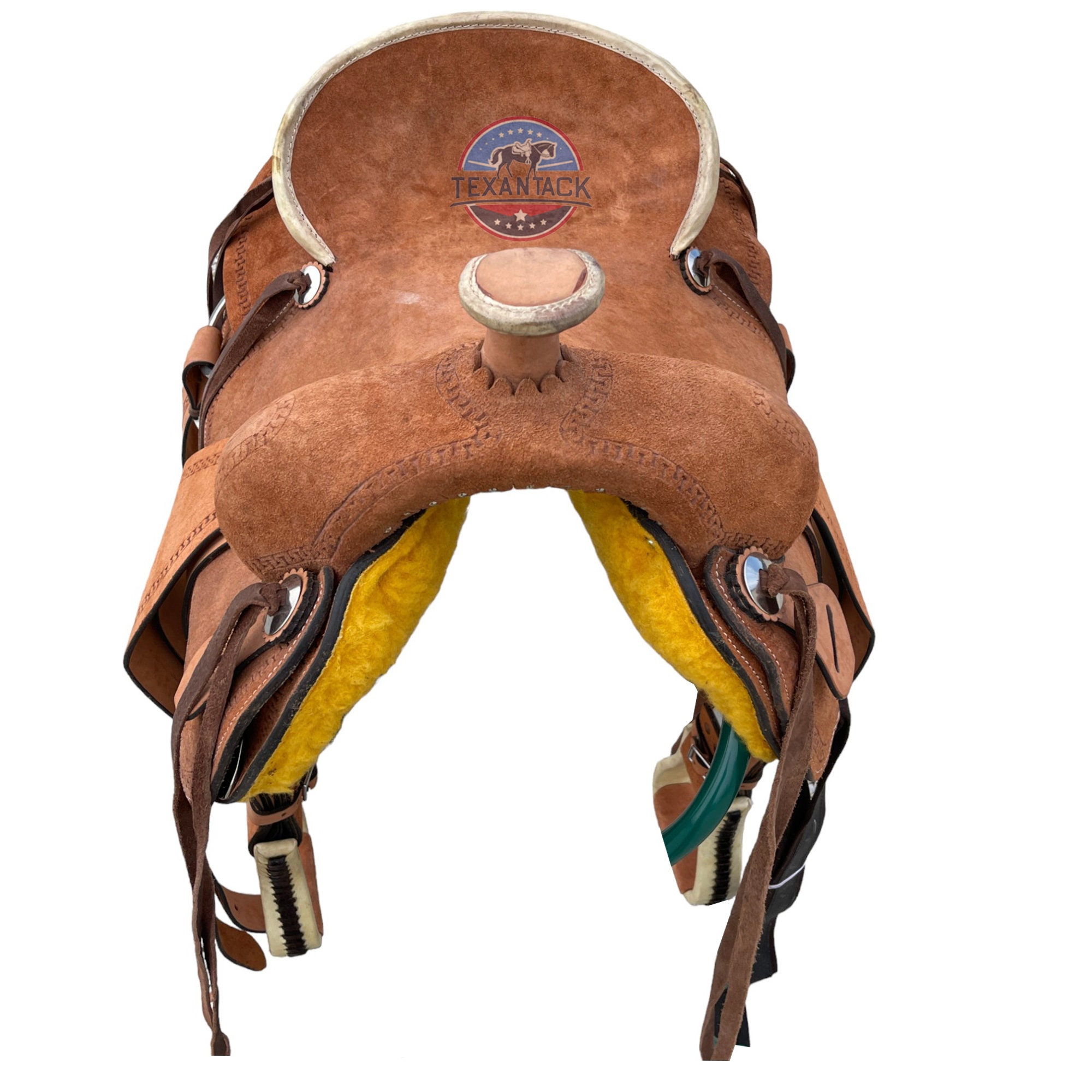 Western Adult Roughout Leather Ranch Saddle With Serpentine Tooled Free ...
