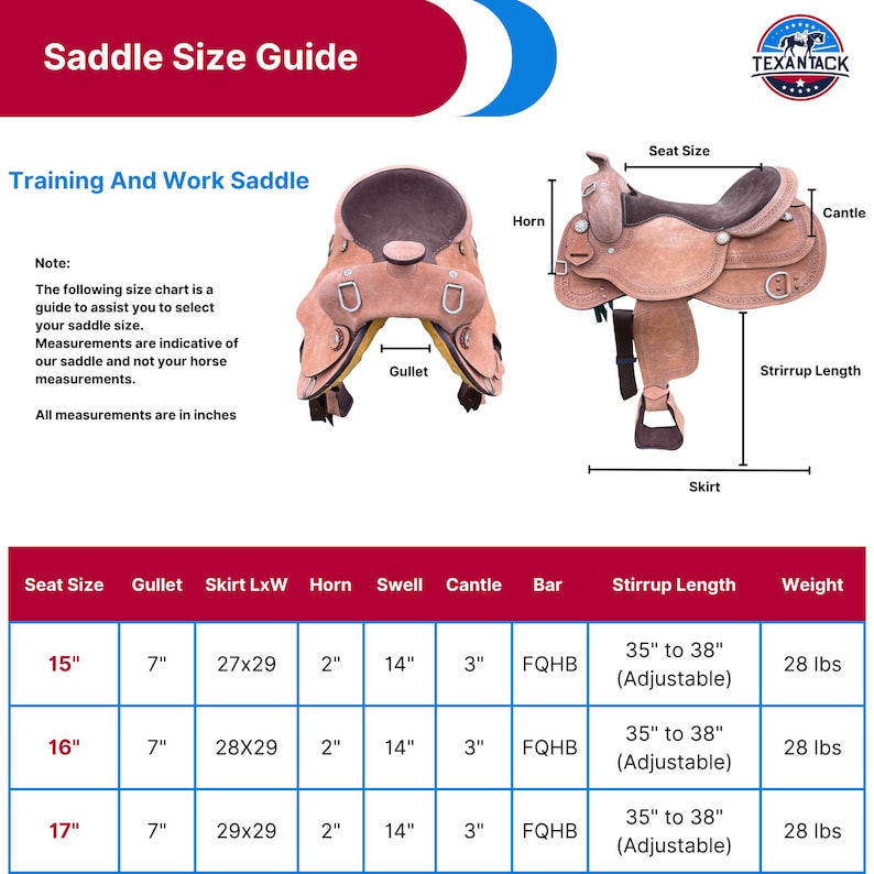 Roughout Western Work Saddle: Training Ranch Saddle (15, 16, 17 Inch ...