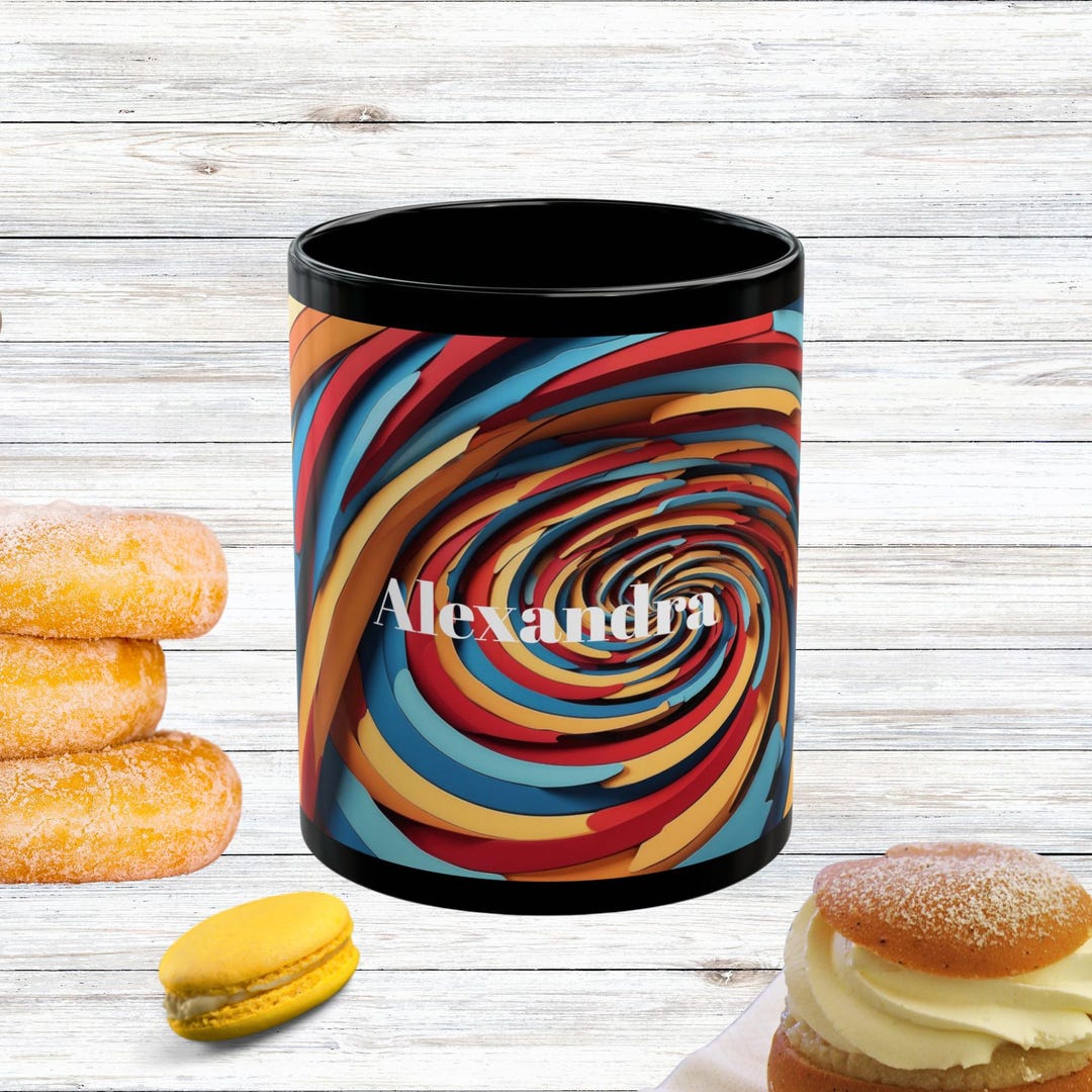 Personalized Hypnotic Black Mug, Custom Name Coffee Cup Gift, 11oz ...