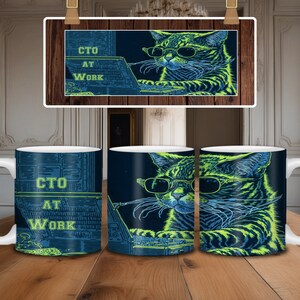 Funny Cat Chief Technical Officer With Computer, Business Owner Gift ...