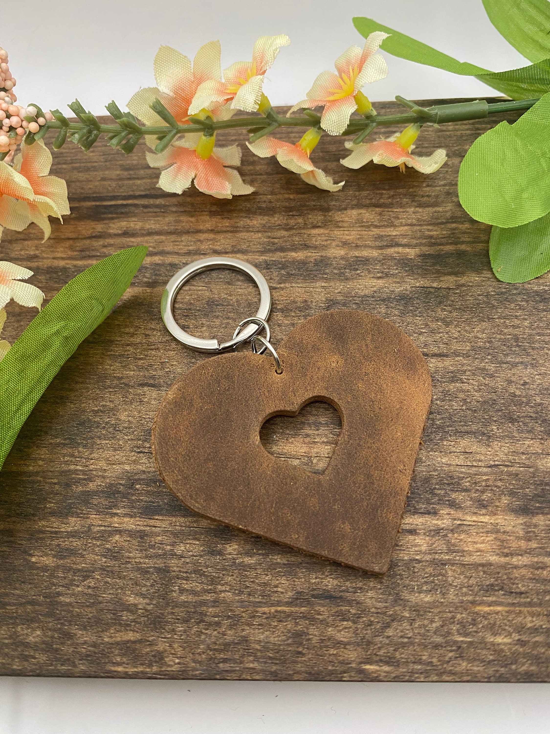 Leather Cut Out Keychain. Star Shaped Keychain. Heart Shaped Keychain ...