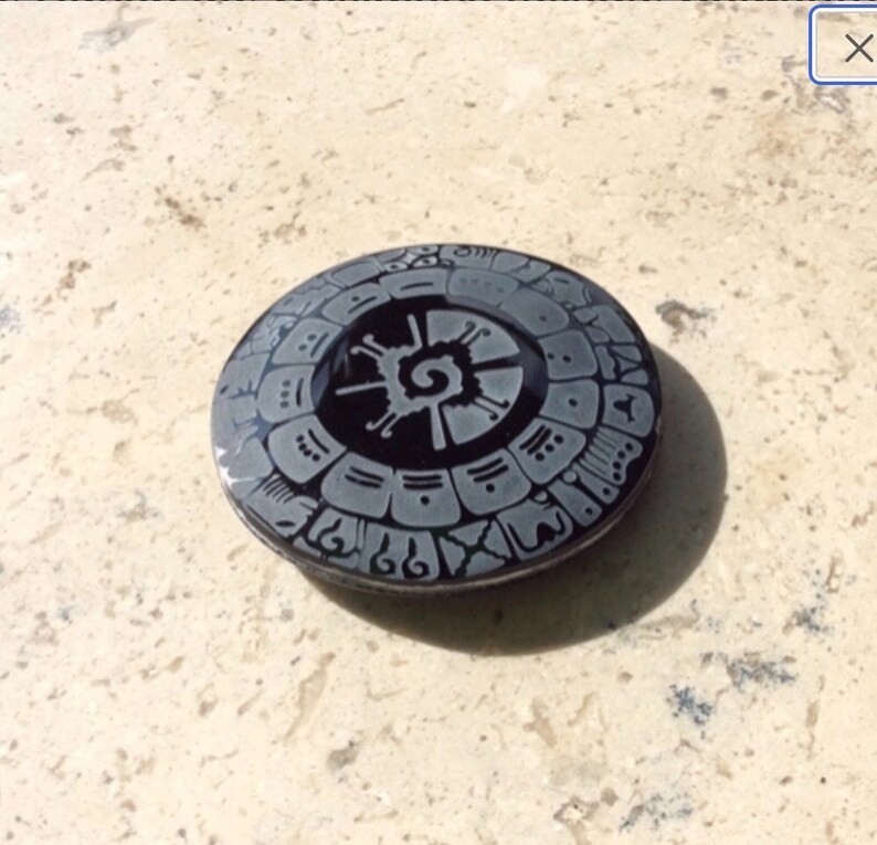 Hunab Ku Quincunx Stone Carved in Black Obsidian Fire Cristal Mexican ...