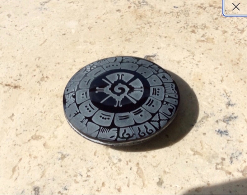 Hunab Ku Quincunx Stone Carved in Black Obsidian Fire Cristal Mexican ...