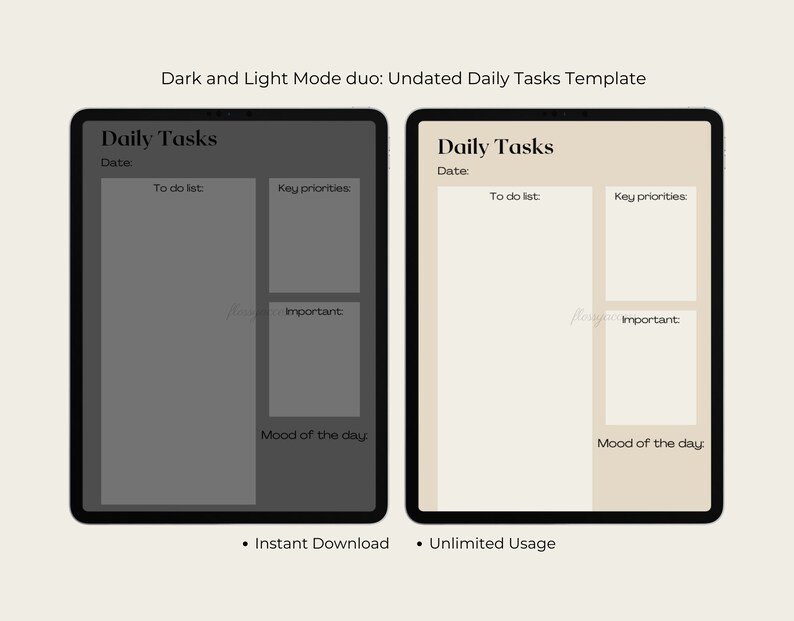 Simple Daily Tasks Template Sheet Digital Download & Printable - Etsy