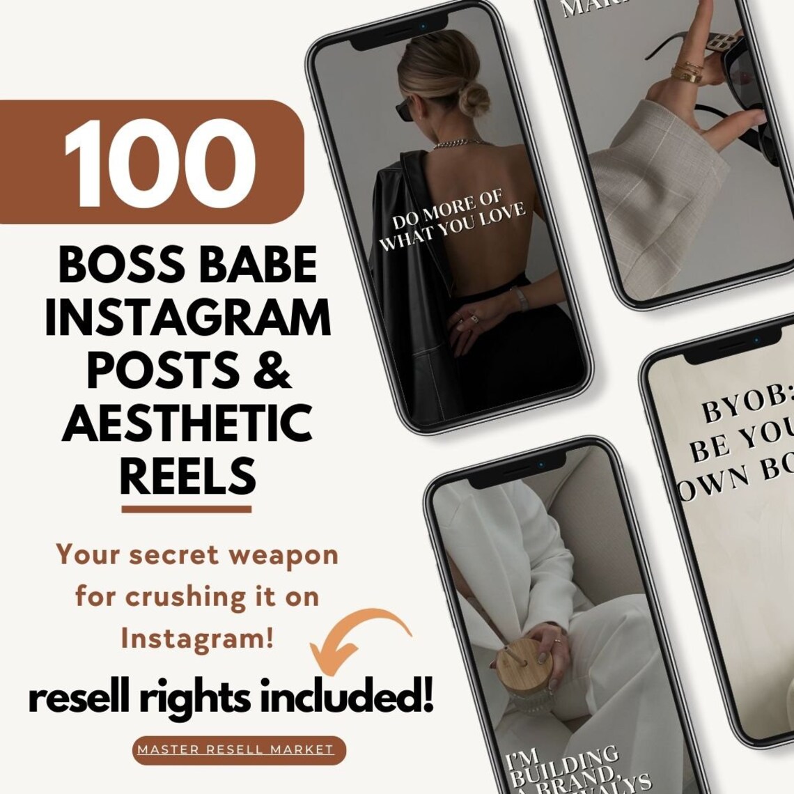 100 Instagram Social Media Digital Marketing Faceless Posts and Reels ...