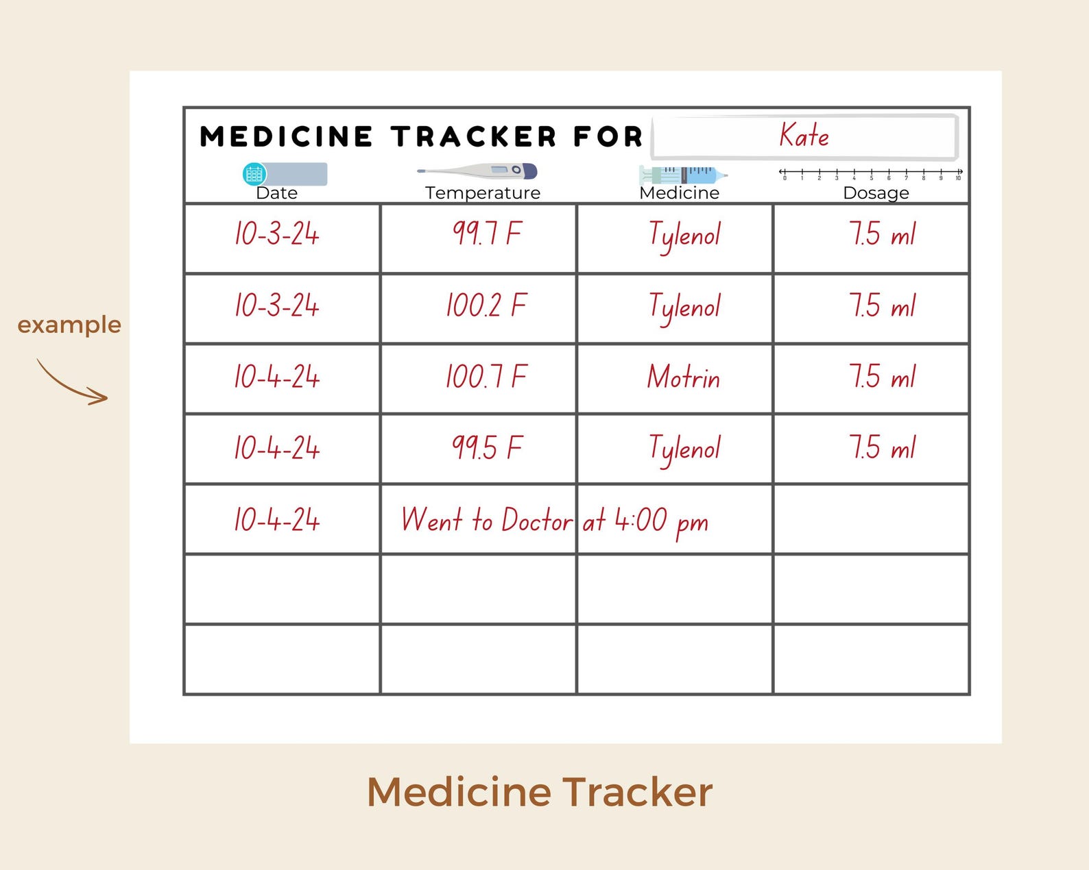 Baby Medicine Dosing Chart: Printable Tracker & Quick Guide (digital ...