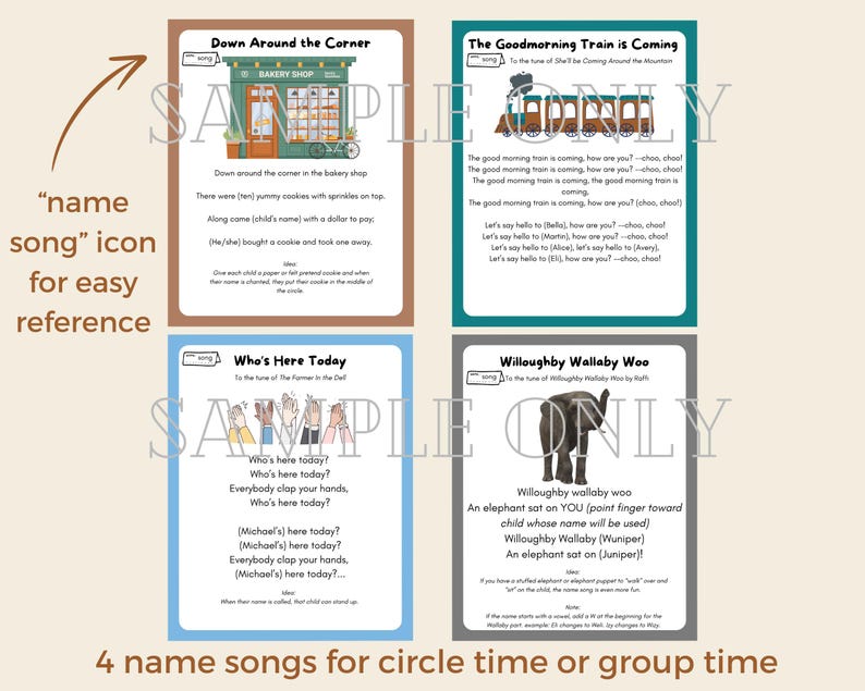 Nursery Rhymes and Songs Digital Download, Circle Time Song Cards ...