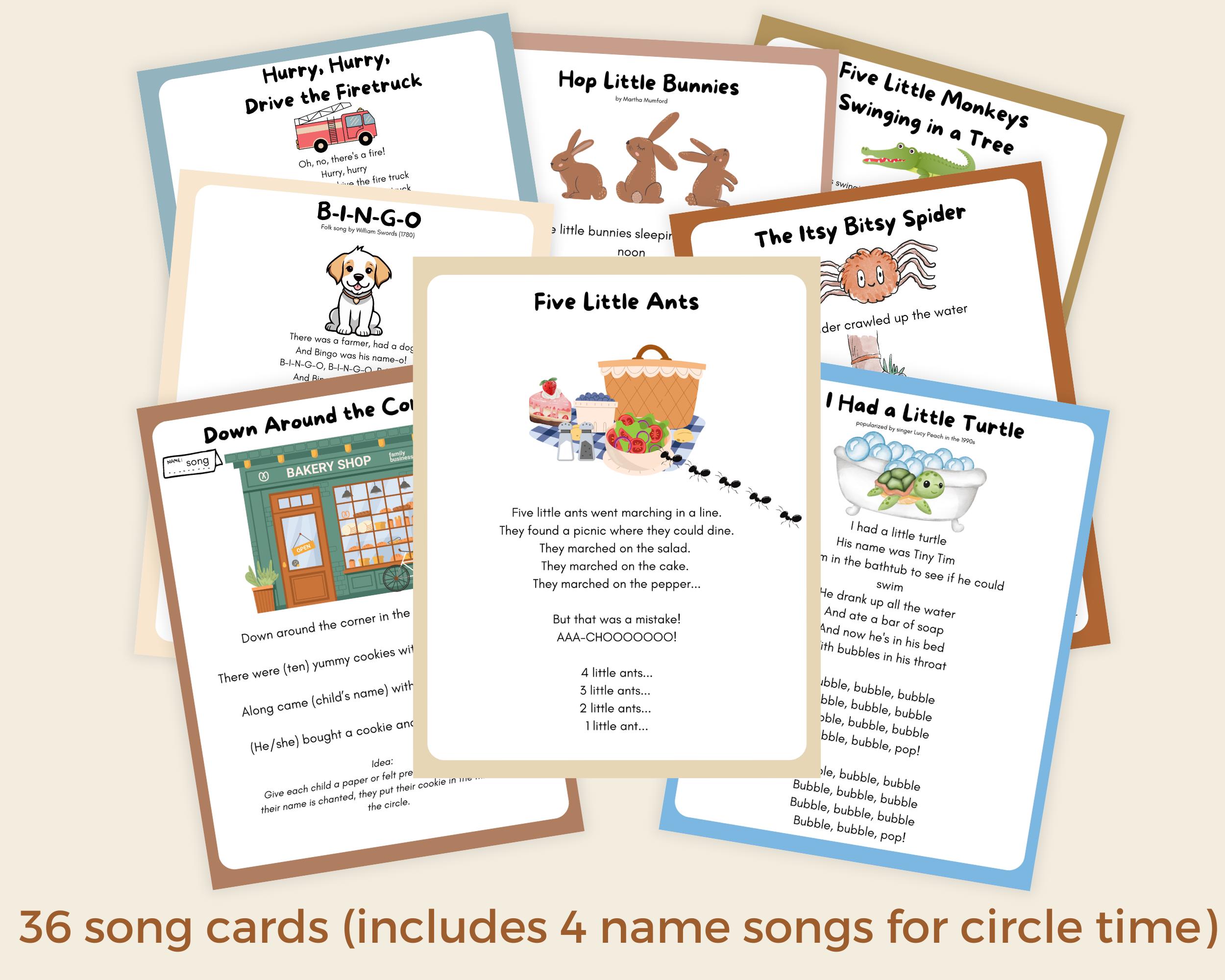 Nursery Rhymes and Songs Digital Download, Circle Time Song Cards ...