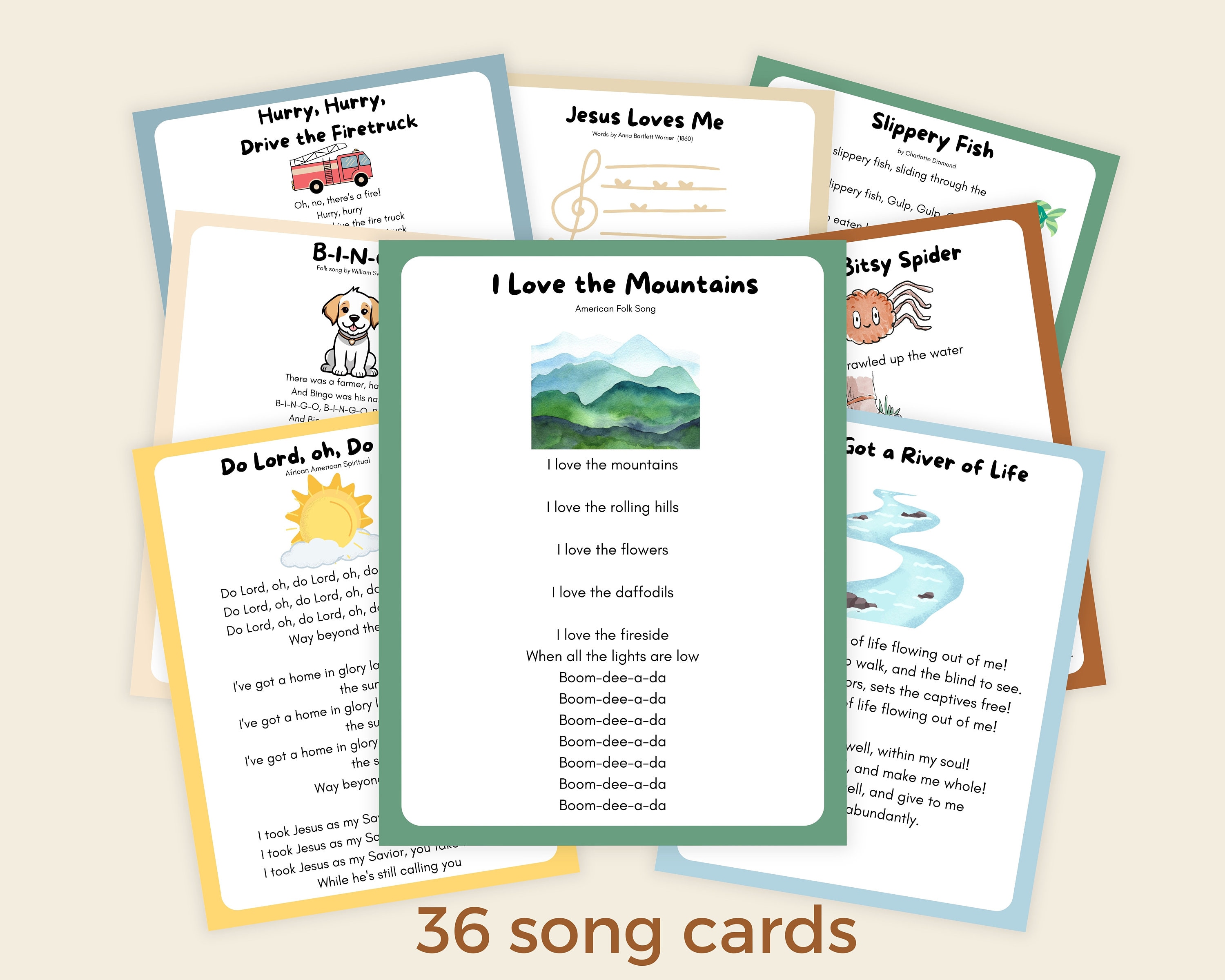 Nursery Rhyme Cards Christian Bible Song Cards Digital Download - Etsy