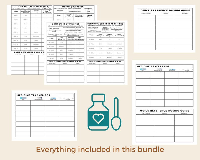 Baby Medicine Dosing Chart: Printable Tracker & Quick Guide (digital ...