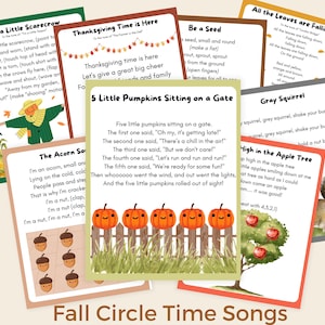 Fall Songs Printable Cards: Preschool & Kindergarten Circle Time (PDF ...