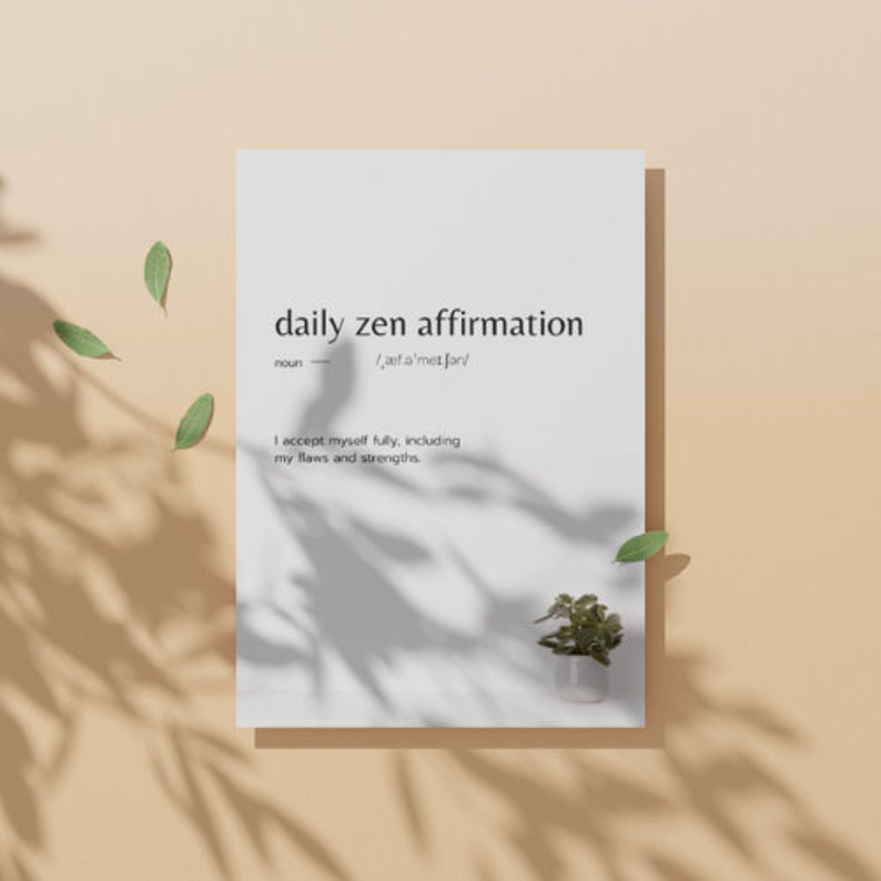Daily Zen Affirmation Cards Minimal Design (canva) - Etsy