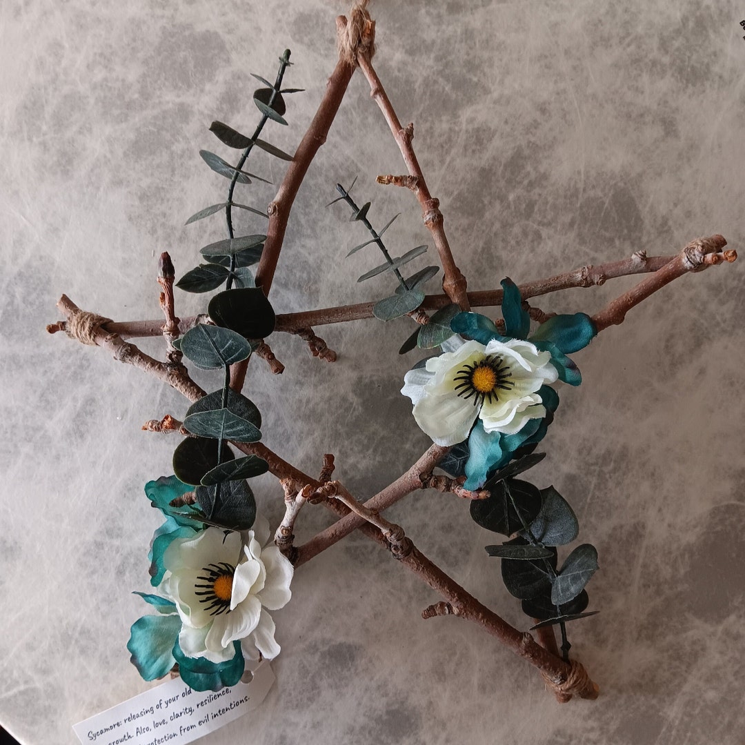 Sycamore Wood Pentacle - Hand-crafted Wood Branch Star - Sycamore Tree ...