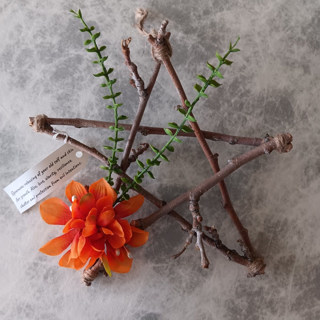 Sycamore Wood Pentacle - Hand-crafted Wood Branch Star - Sycamore Tree ...