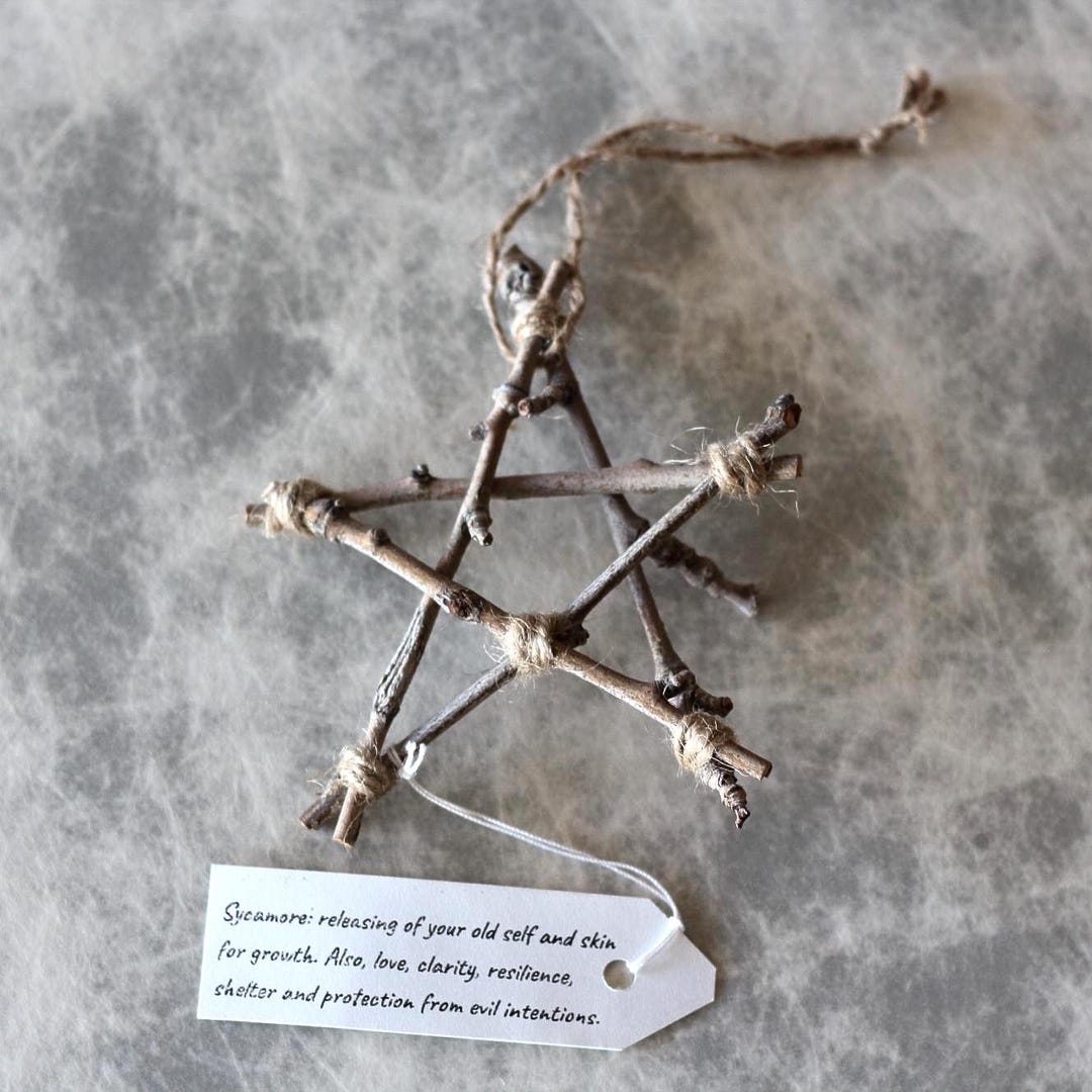 Sycamore Wood Pentacle - Hand-crafted Wood Branch Star - Sycamore Tree ...