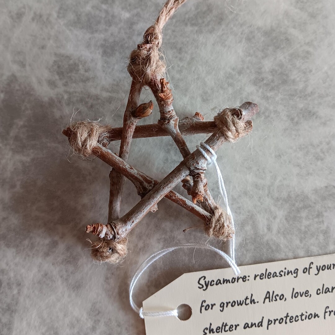 Sycamore Wood Pentacle - Hand-crafted Wood Branch Star - Sycamore Tree ...