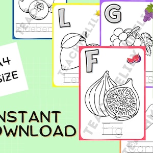 Fruits and Vegetables Coloring Book | English Alphabet | 200 Printable ...
