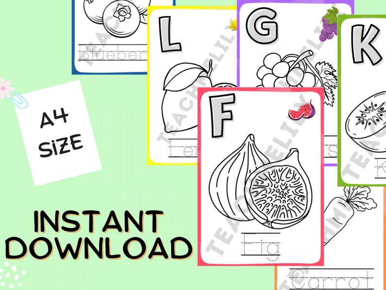 Fruits and Vegetables Coloring Book | English Alphabet | 200 Printable ...