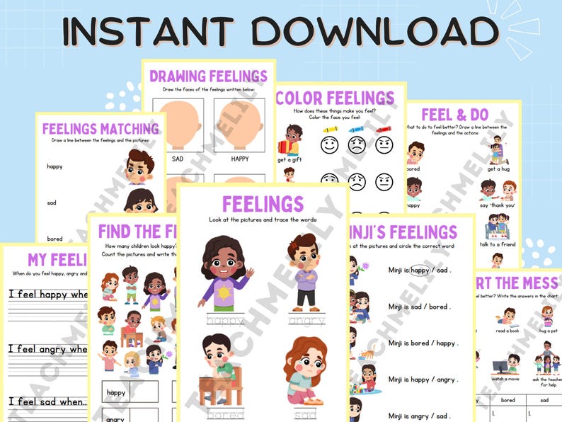 Feelings and Emotions Coping Skills Activity Printable PDF Worksheet ...