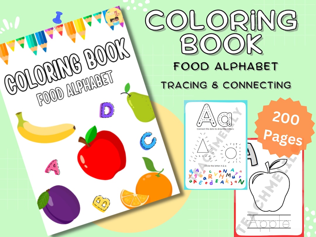 Fruits and Vegetables Coloring Book | English Alphabet | 200 Printable ...