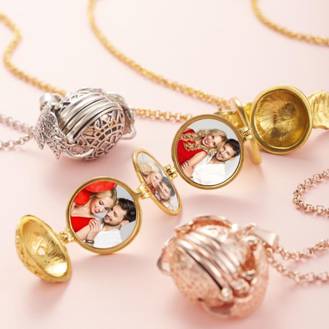 Personalized Angel Wings Expanding Photo Ball Locket Necklace - Etsy