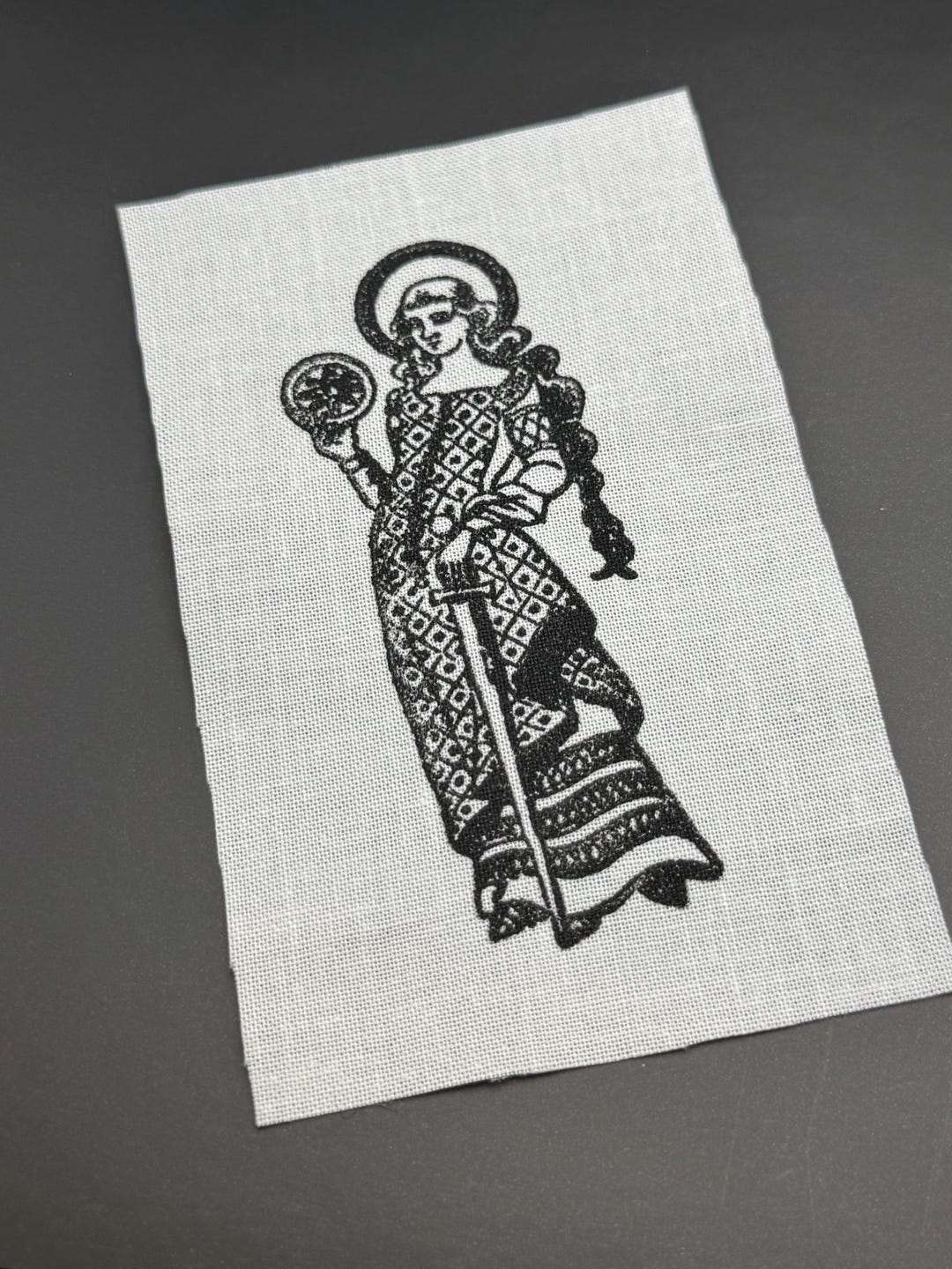 Medieval Lady Patch | Medieval Patch | Linocut Patch | Linocut | Patch ...