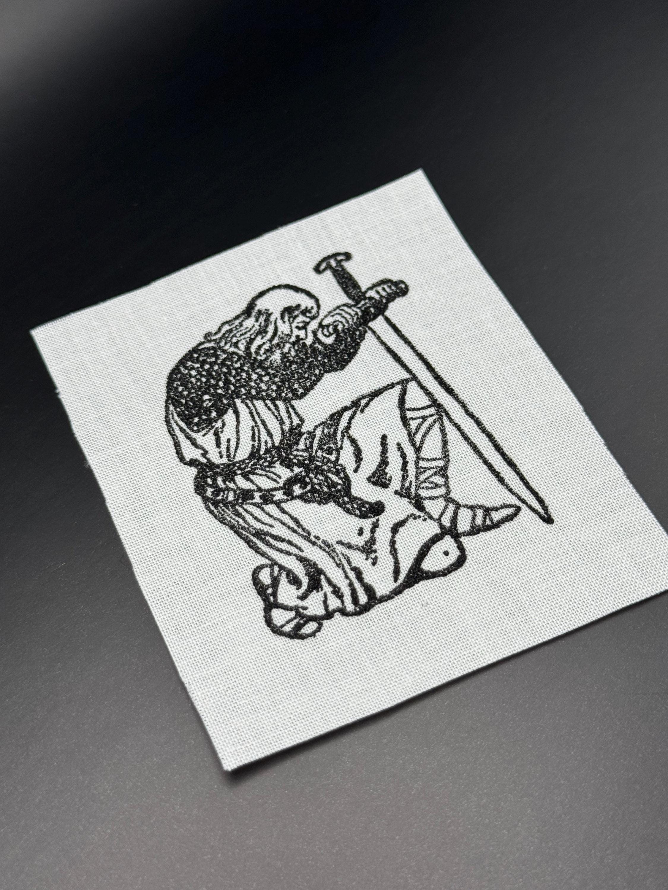 Linocut Knight Patch | Hand-printed Medieval Design - Etsy
