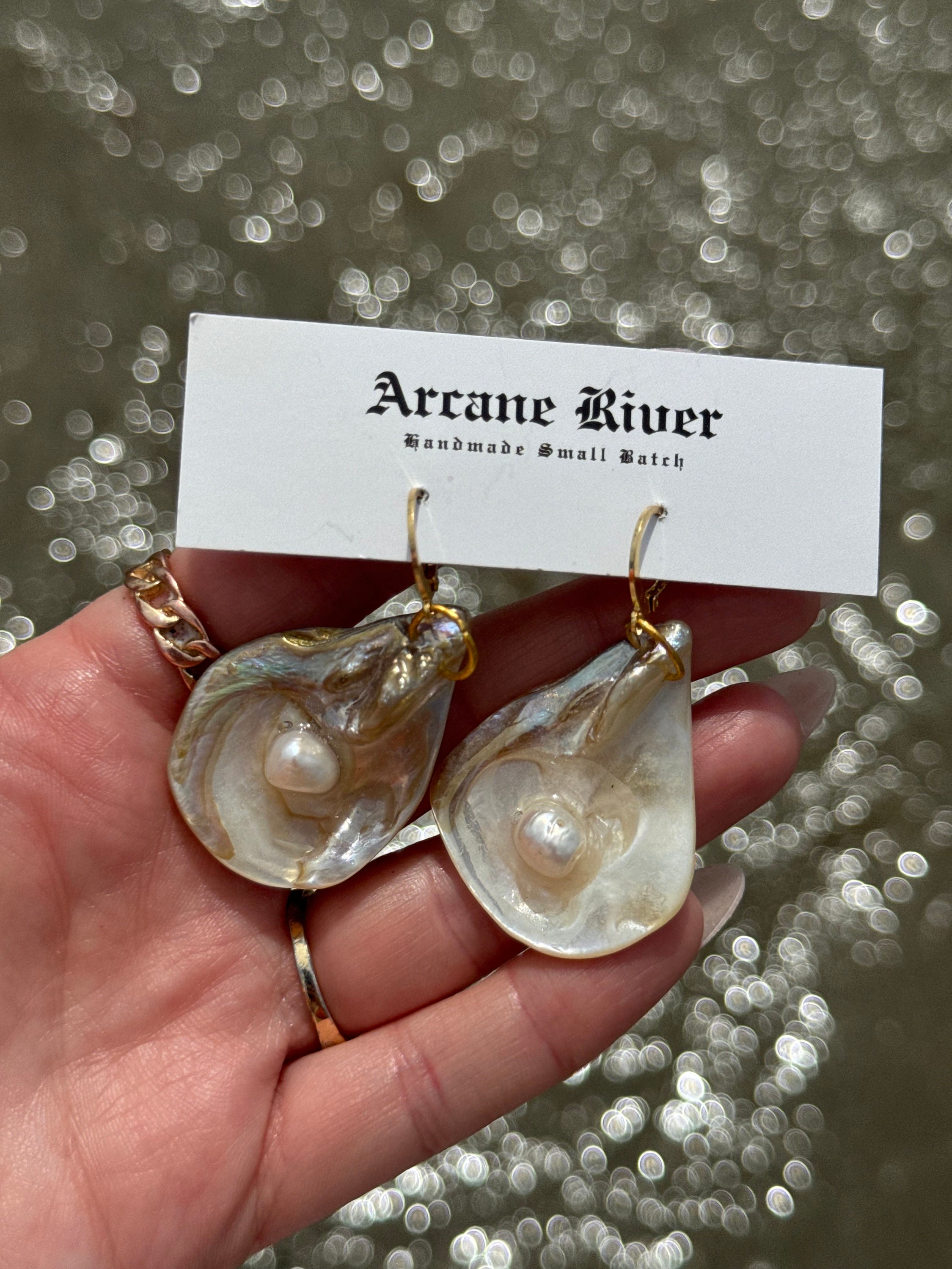 Oyster Pearl Earrings | Venus Earrings | Natural Earrings - Etsy