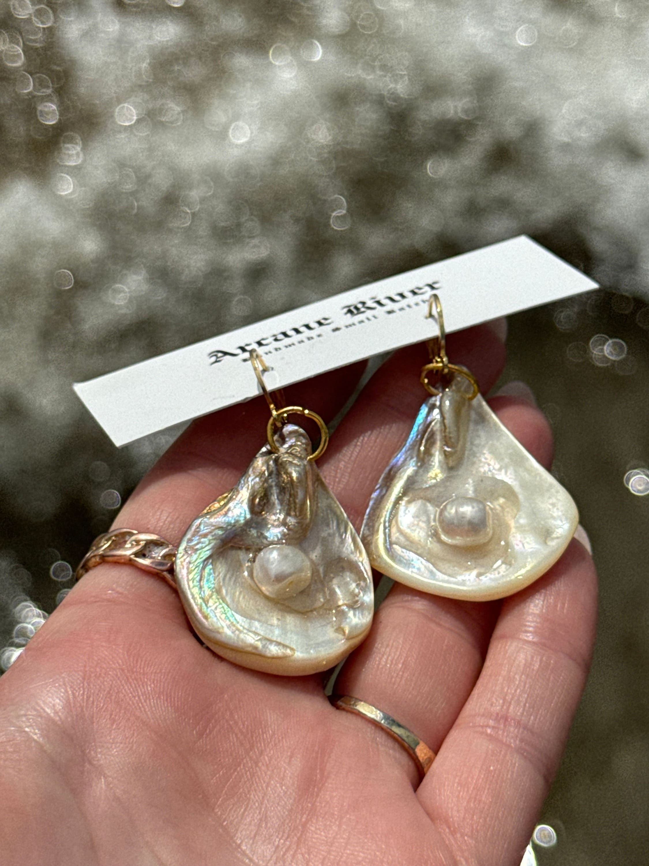 Oyster Pearl Earrings | Venus Earrings | Natural Earrings - Etsy