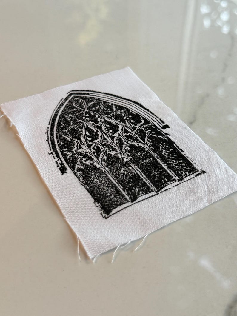 Gothic Patch | Cathedral Window Patch | Linocut Patch | Linocut | Patch ...