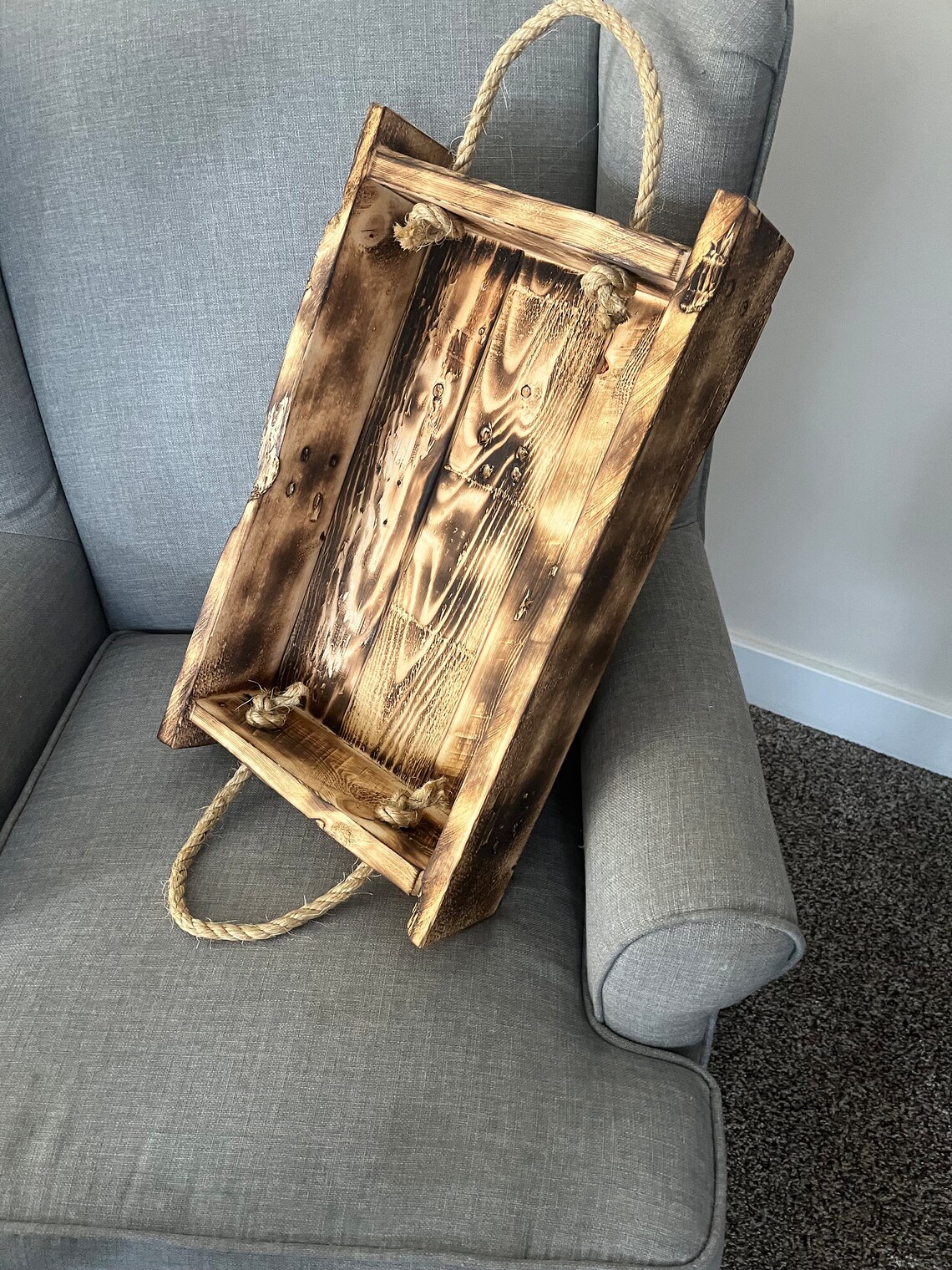 Rustic Tray Box With Rope Handles - Etsy