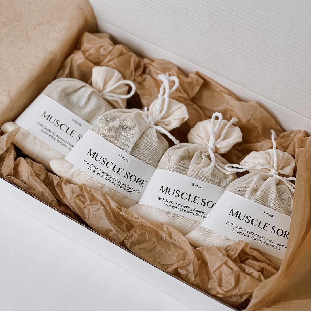 MUSCLE SORE Bath Pouches Set of 4, Self-care Pamper Hamper, Spa ...