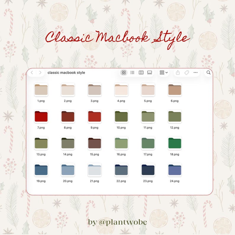 Christmas Desktop Folder Icons: Aesthetic MacBook & Windows (digital ...