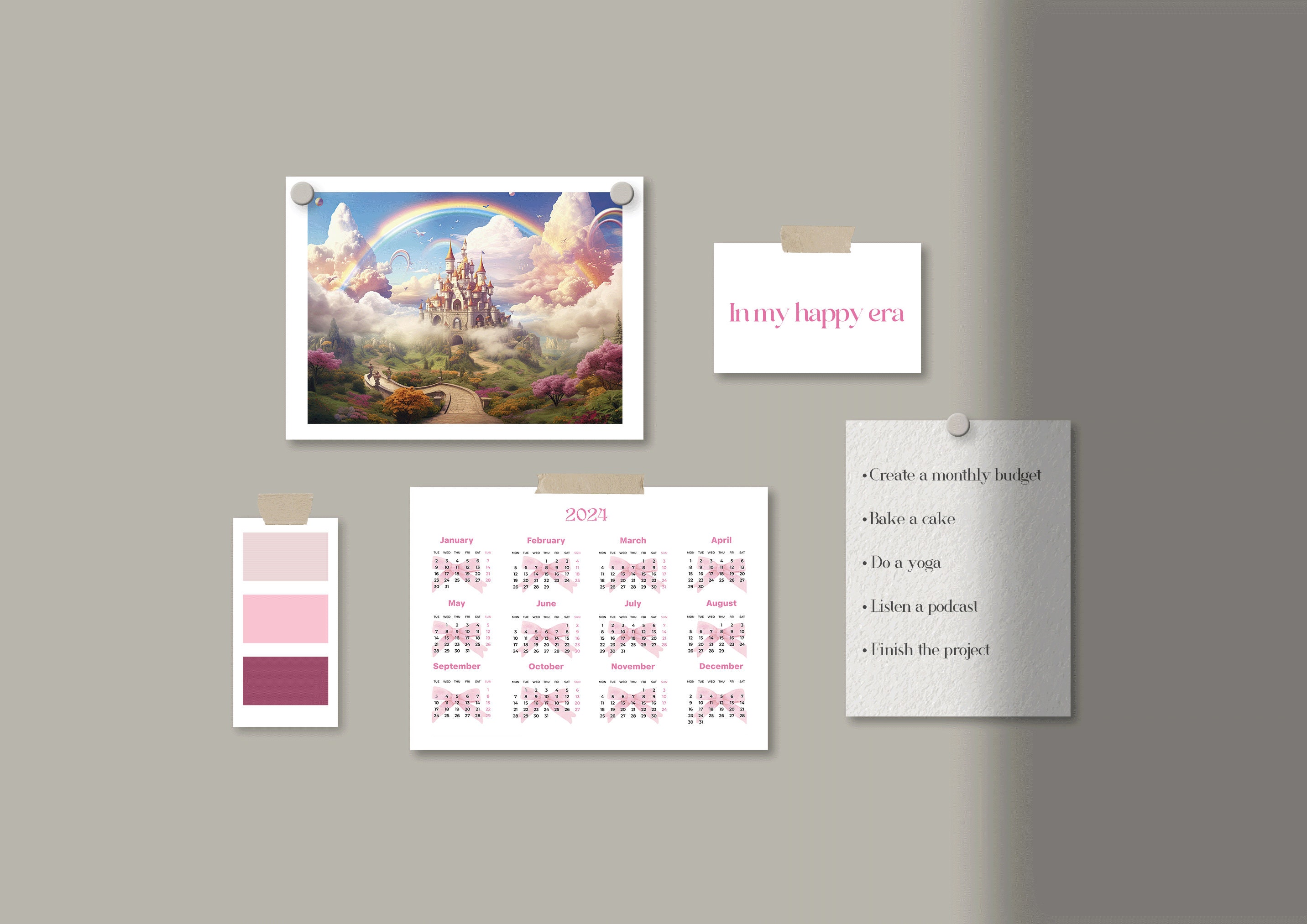 2024 Coquette Style Calendar Digital & Printable Calendar Pink Calendar ...