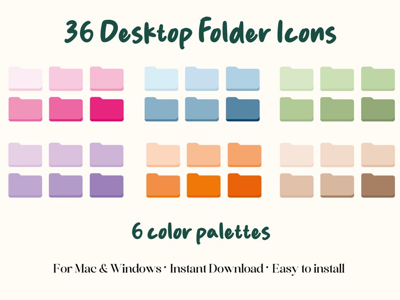 Pastel Desktop Folder Icons | Mac & Windows (digital Download) - Etsy