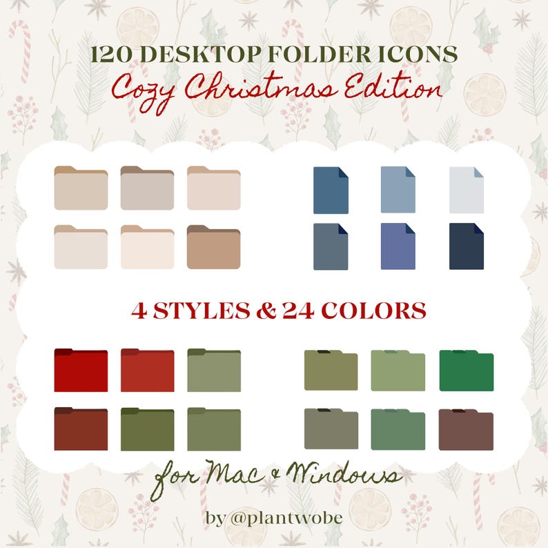 Christmas Desktop Folder Icons: Aesthetic MacBook & Windows (digital ...