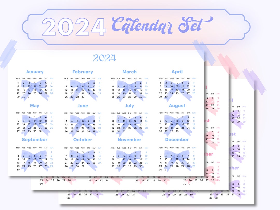 2024 Coquette Style Calendar | Digital & Printable Calendar | Pink ...