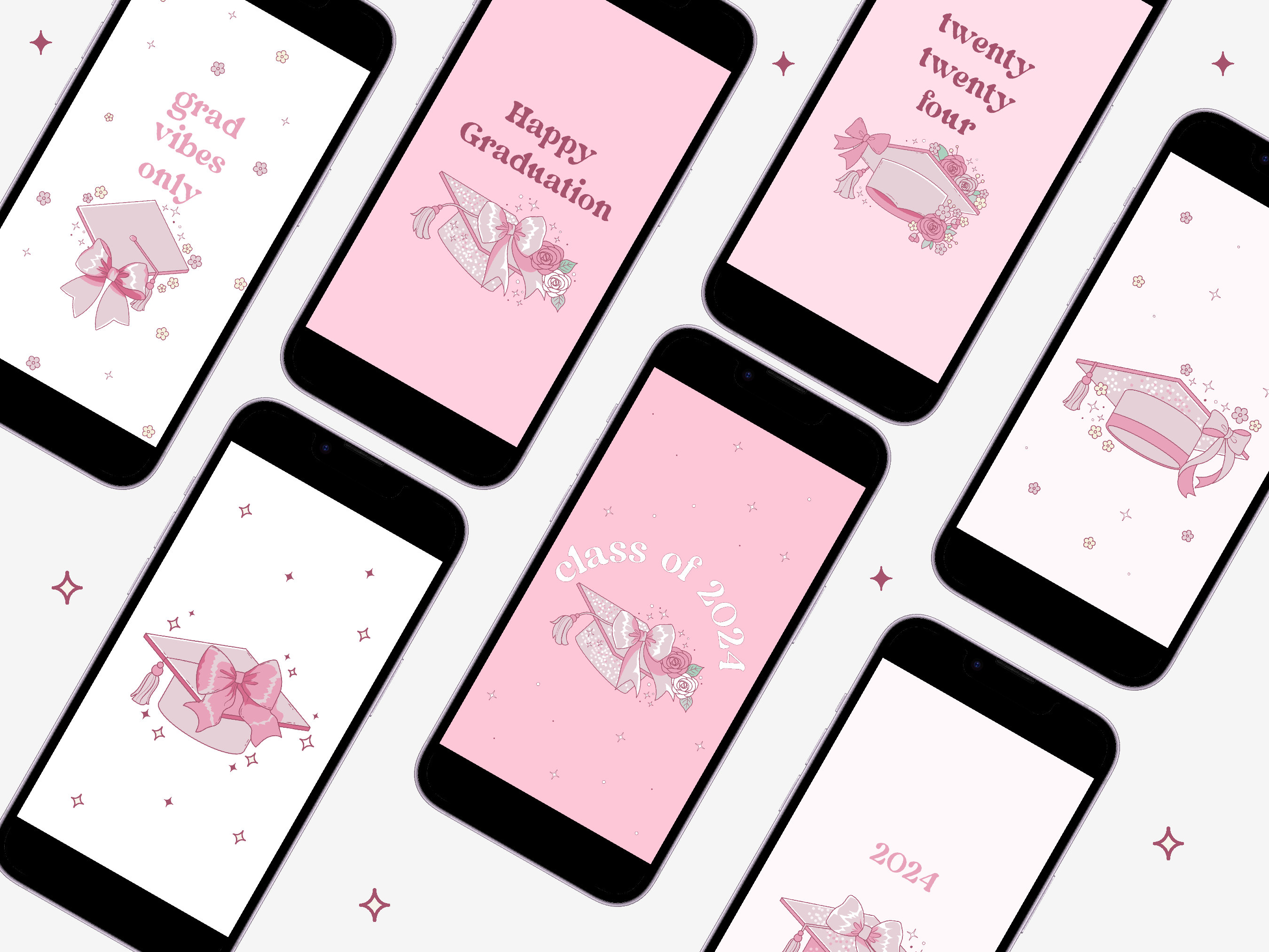 Graduation Wallpaper Bundle | Class of 2024 Aesthetic Lockscreen ...