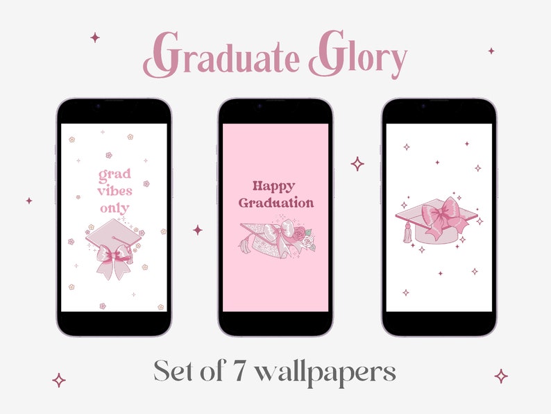 Graduation Wallpaper Bundle Class of 2024 Aesthetic Lockscreen Coquette ...