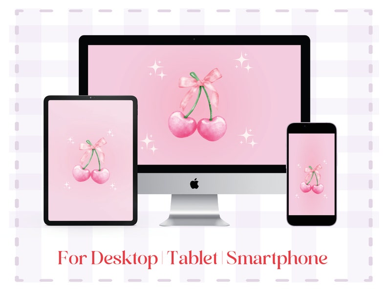 Coquette Cherry Wallpaper Bundle for Desktop, Tablet, Phone (digital ...