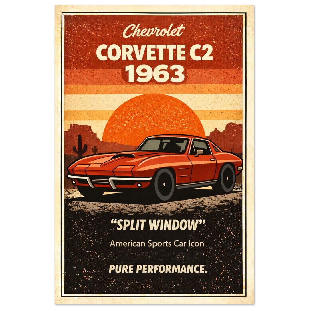 1963 Chevrolet Corvette C2 Split Window Poster – Classic American ...
