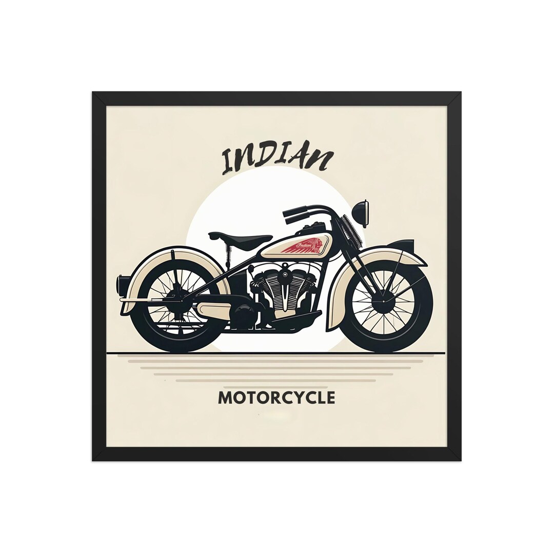 Vintage Indian Motorcycle Poster, Antique Motorbike Illustration ...