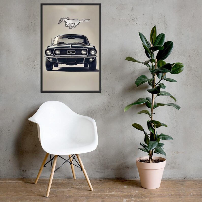 Vintage 1967 Ford Mustang GT Retro-style Poster, 1967 Ford Mustang ...