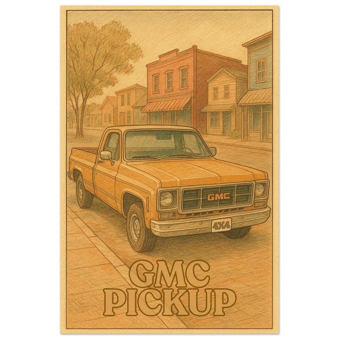 GMC Pickup Classic Truck Poster Vintage American Pickup 4x4 Retro 1970s ...